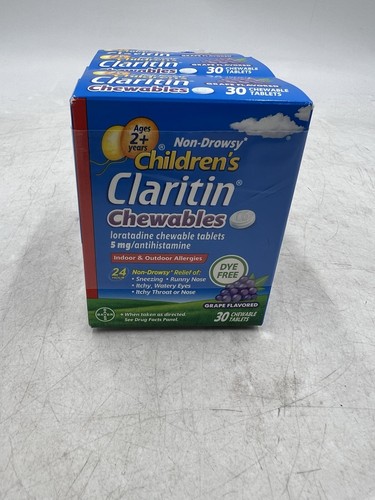 Claritin Non Drowsy Childrens Chewables 5mg Grape Pack Of 3 Exp 01/2027 ...