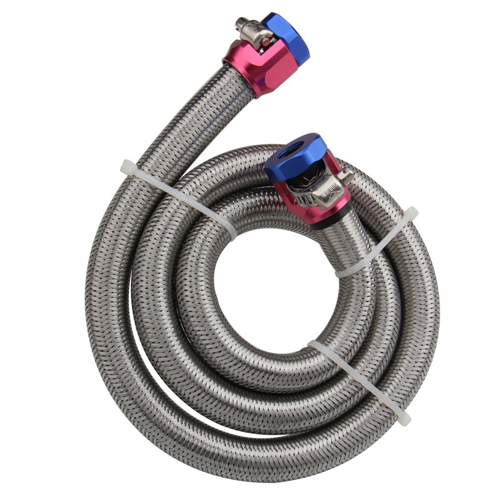Universal 3/8Inch Engine Stainless Steel Flex Braided Oil Fuel Line ...