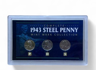 Complete 1943 Steel Penny Mint Mark Collection 3 pc Collectible Coin ...