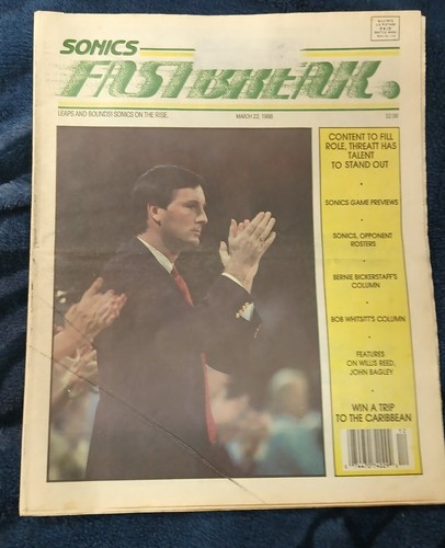 1988 NBA Seattle Super Sonics Fastbreak Magazine on Cover President Bob ...