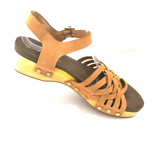 Flogg Milli Sandal Vegan Wood Platform Wedge Criss Cross Studs Padded ...