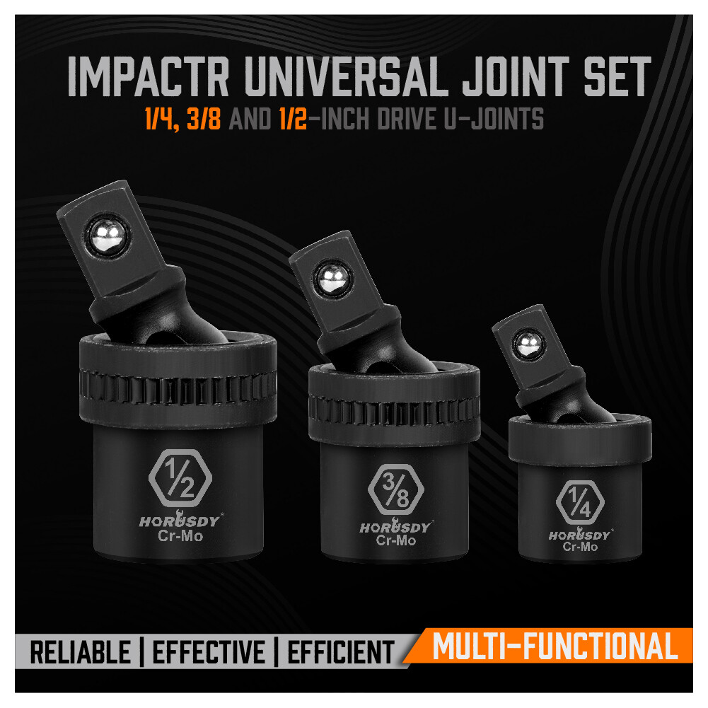 Impact Socket Wrenches 1/4 In Size 3 3 PC Pneumatic Impact Universal ...