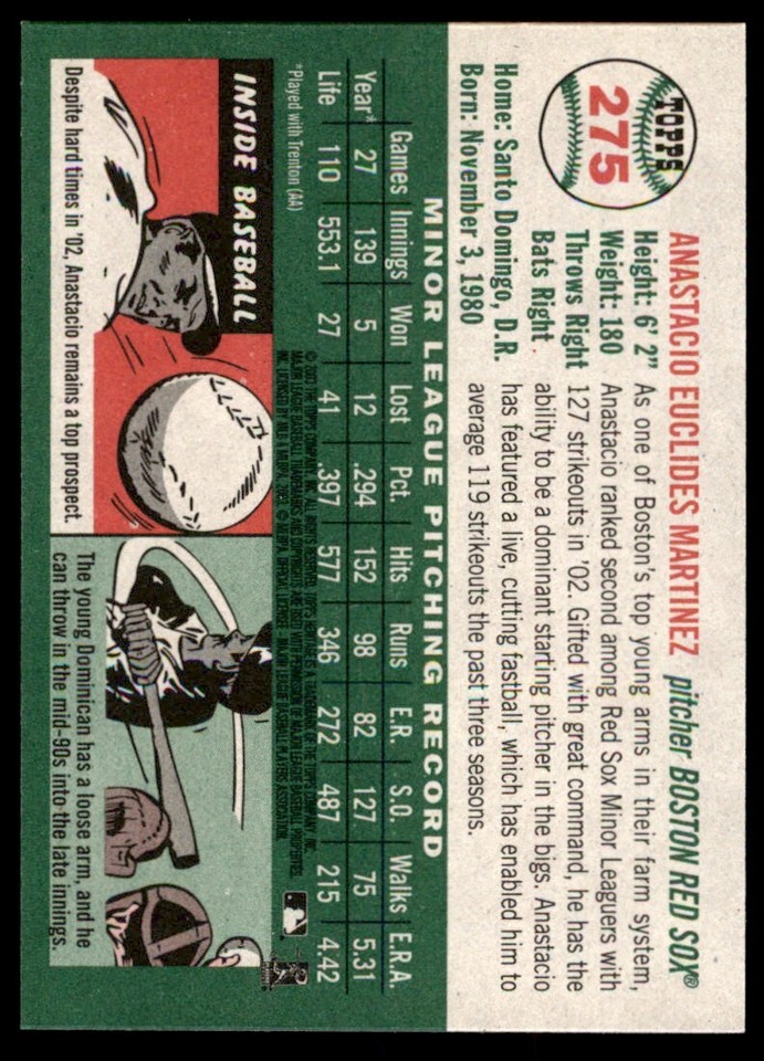 2003 Topps Heritage - MINT Anastacio Martinez Boston Red Sox #275 | eBay