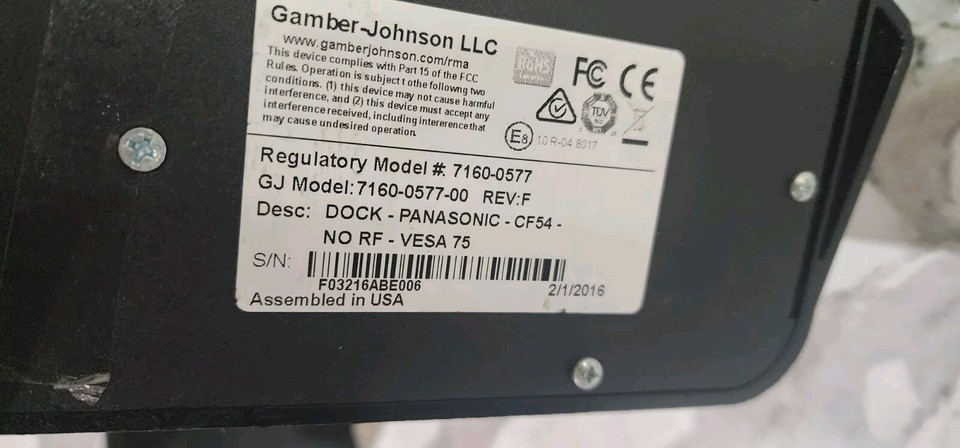 Gamber-Johnson Docking Station For Panasonic Toughbook CF-54 | eBay
