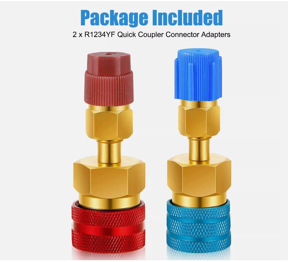 For Car A/C R1234YF to R134A Adapter Kit Quick Couplers High/Low Side ...