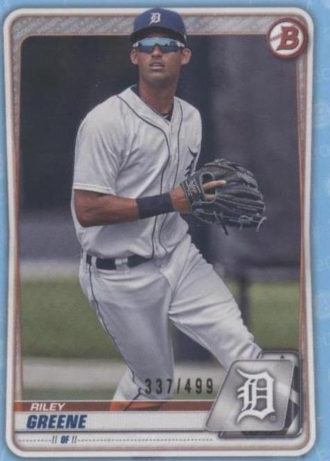 2020 Bowman Draft - Riley Greene #BD-180 Sky Blue Border /499 (RC) for ...