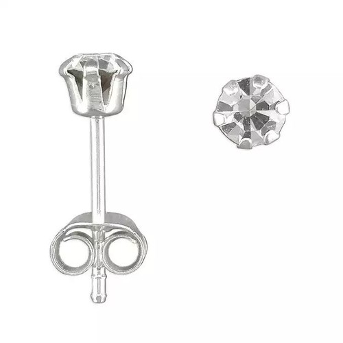 4mm Austrian Crystal Stud Earring (Clear Only) Sterling Silver | eBay