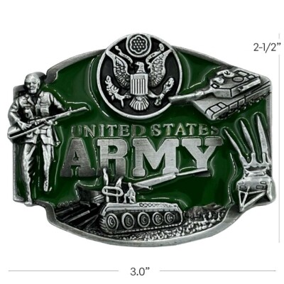 US ARMY Belt Buckle 3D Enamel Colored Green Tank E Pluribus Unum Gift ...
