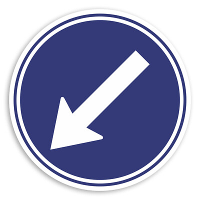 2 x 10cm Keep Left Directional Arrow Sign Vinyl Stickers Safety Sticker ...