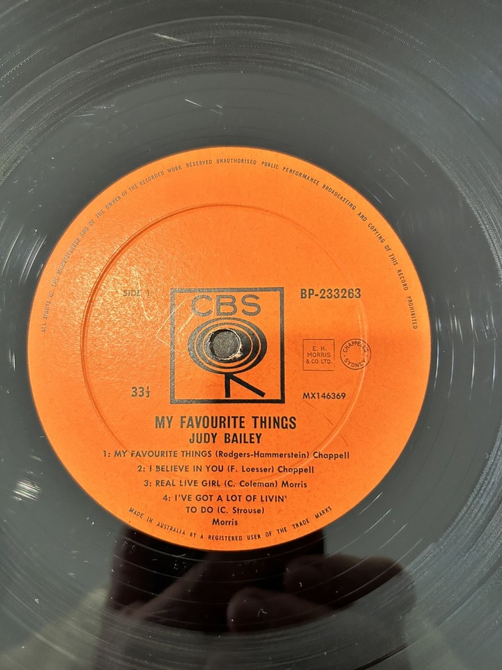 Judy Bailey. My Favourite Things. Vinyl LP. 1st Australian Press Mono ...