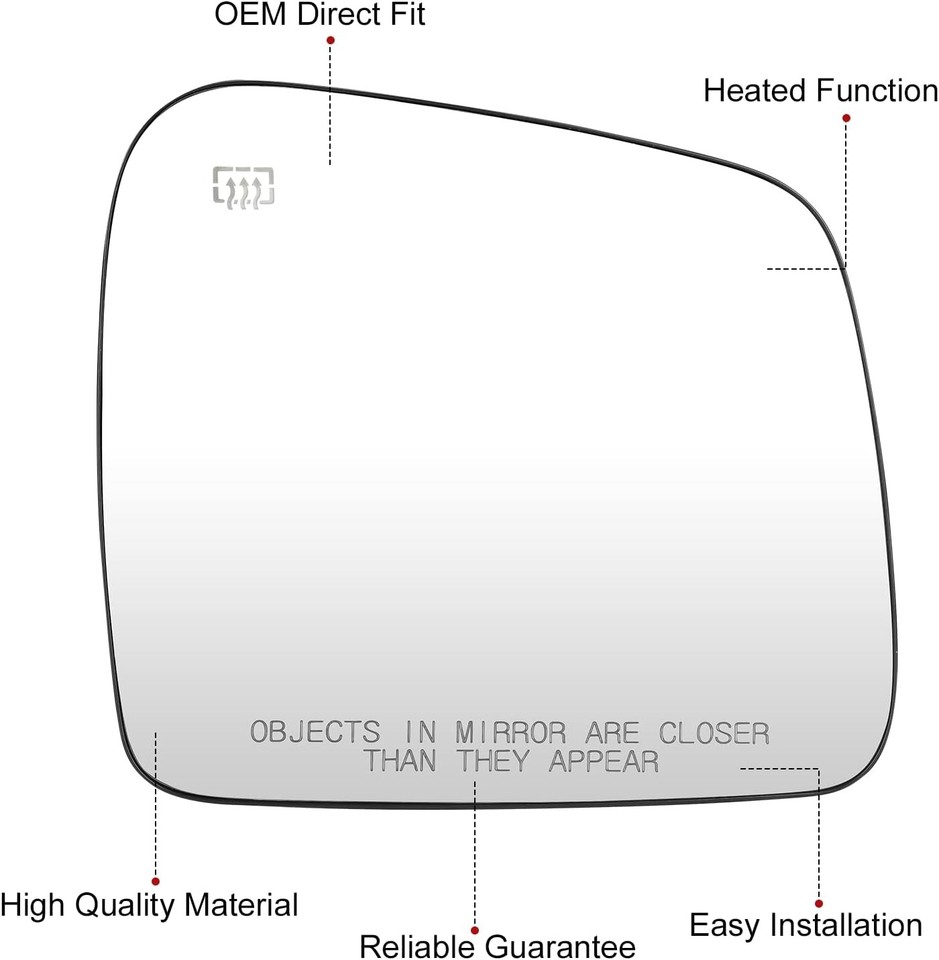 Exterior Side View Mirror Glass Right Side Fits 2011-ON HEATED DODGE ...