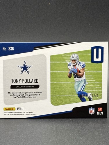 2019 Panini Unparalleled - Tony Pollard RPA Astral #'d /150 ROOKIE CARD ...