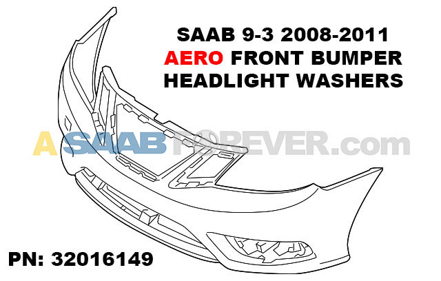 NEW GENUINE SAAB 9-3 Aero Front Bumper Cover 2008-2011 W/ HL Washer OEM ...