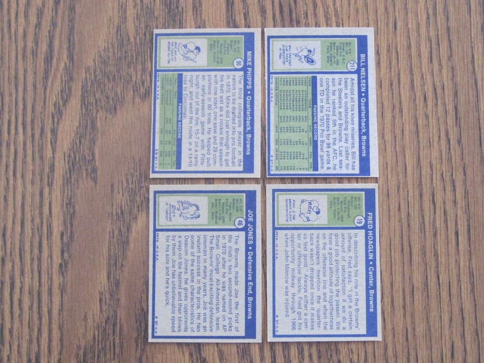 4 1972 TOPPS FOOTBALL BROWNS NELSON ,HOAGLIN ,JONES, PHIPPS | eBay