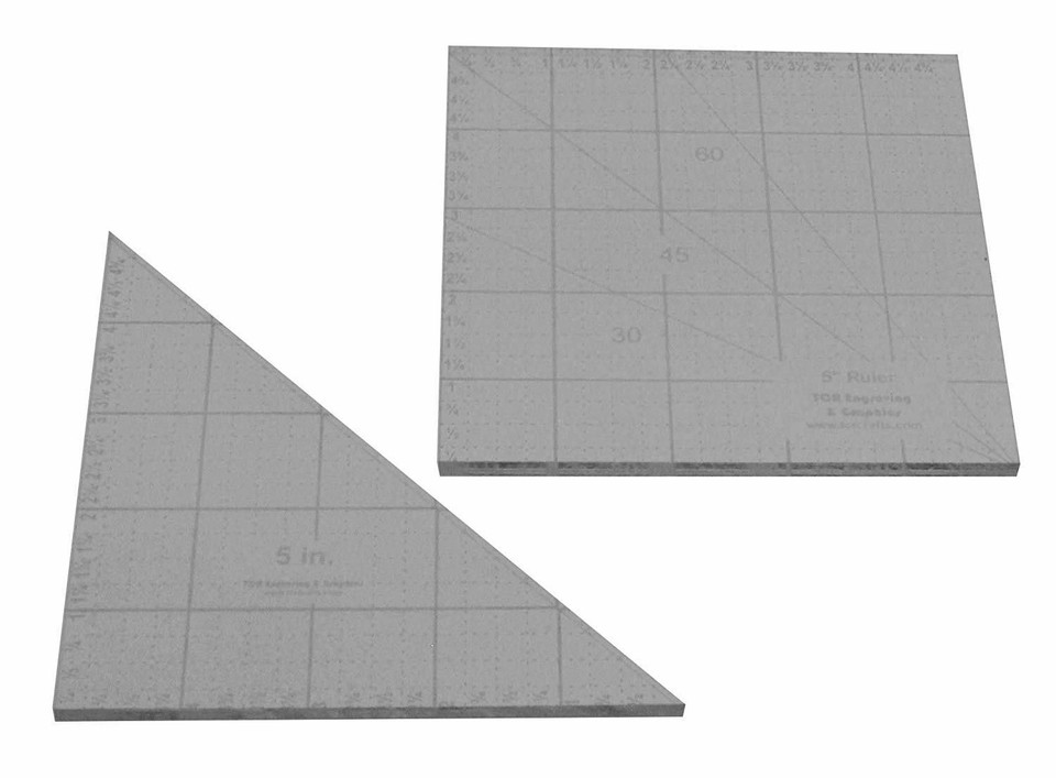 2 Piece Ruler Set. 5" Square & 5" Right Triangle - 1/8" | eBay