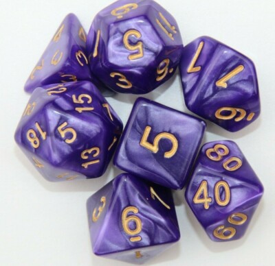 Dungeons & Dragons Polyhedral Purple & Gold 7 Piece Pearl Dnd Dice Set ...