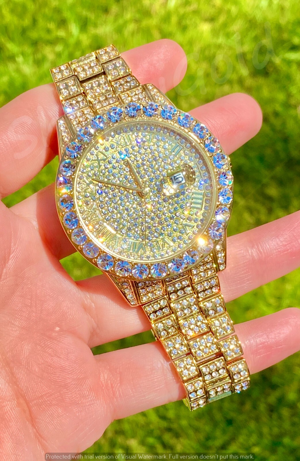 Mens Custom Fully Ice out Bling Round Icy Watch Iced Cz Quality ...