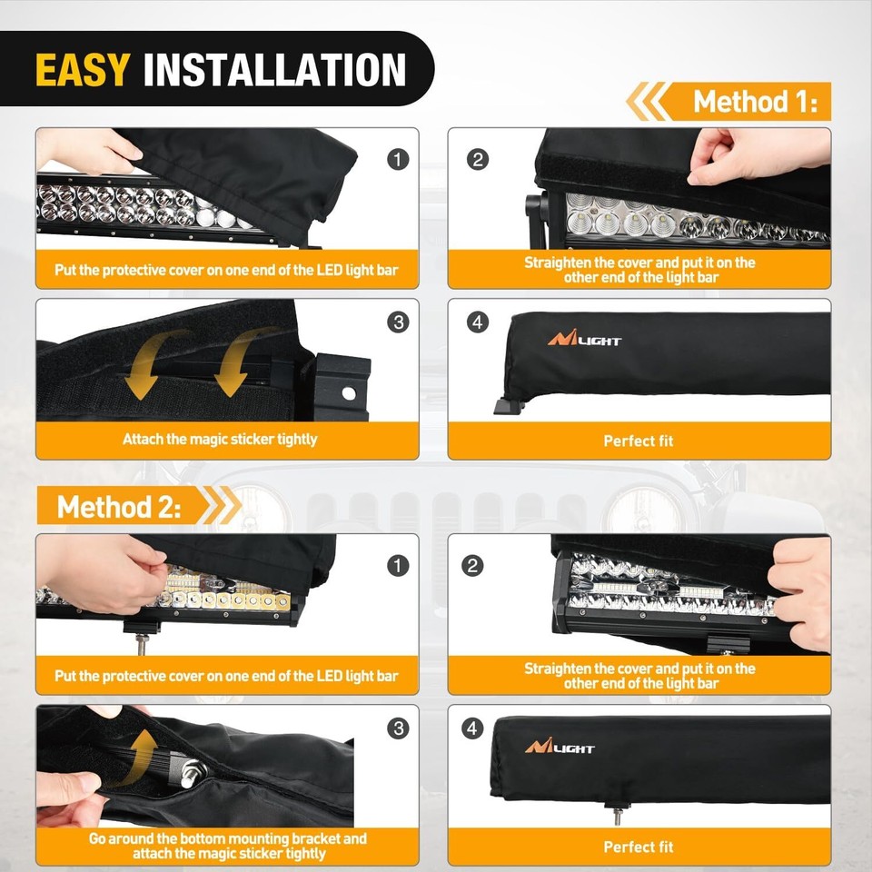 Nilight LED Light Bar Cover 22/32/42/52 Inches Black Nylon Protective ...
