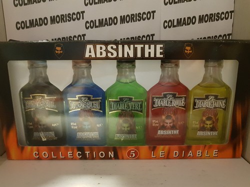 MINI PACK ABSINTHE LE DIABLE 5 u x 4 cl cristal miniatura mignonette ...