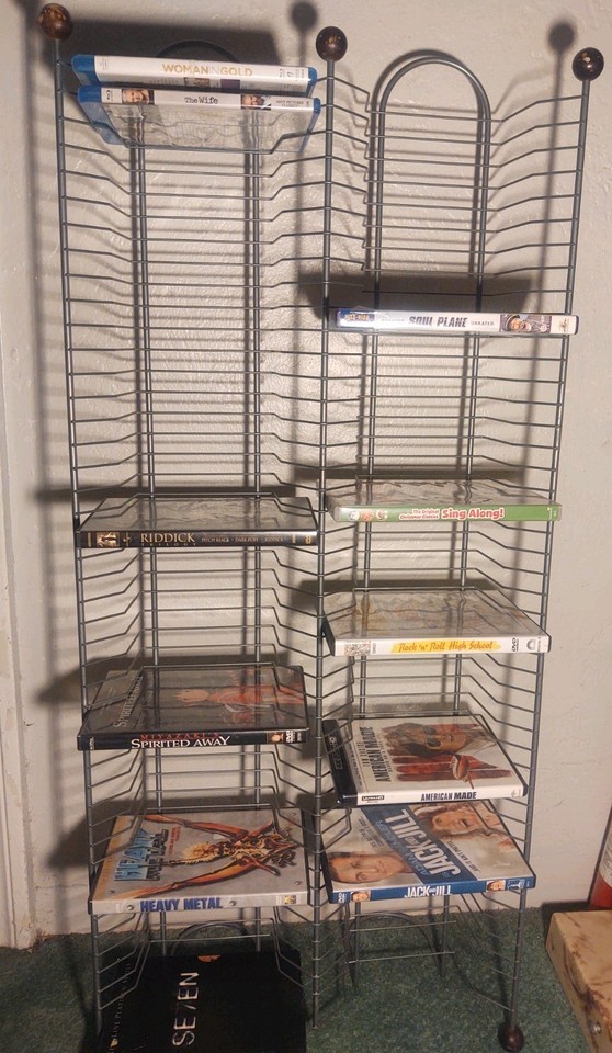 DVD Rack Tower Video Game Movie Storage Tall Metal Wire hold 90 read ...