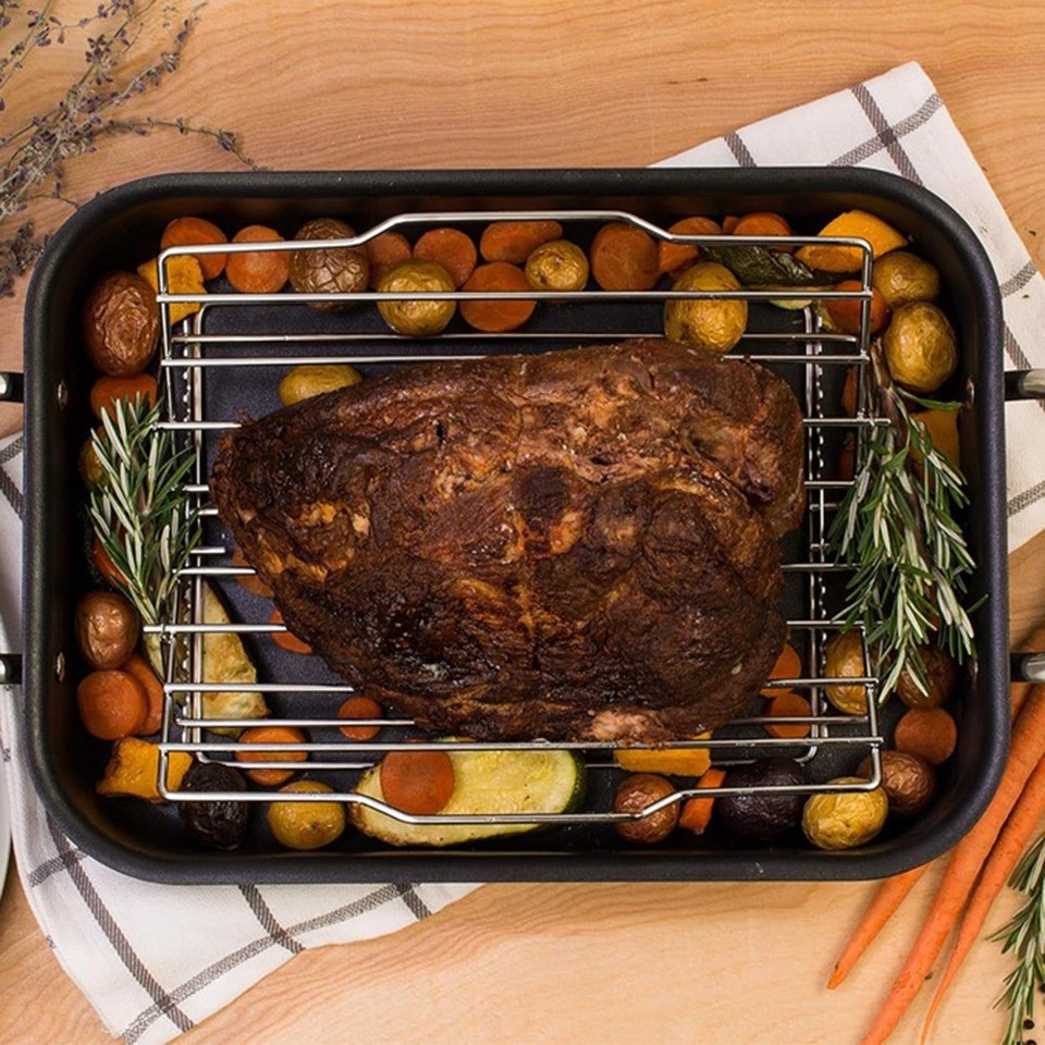 Turkey Rack Turkey Roaster,Adjustable Stainless Steel Roasting Pan,V ...