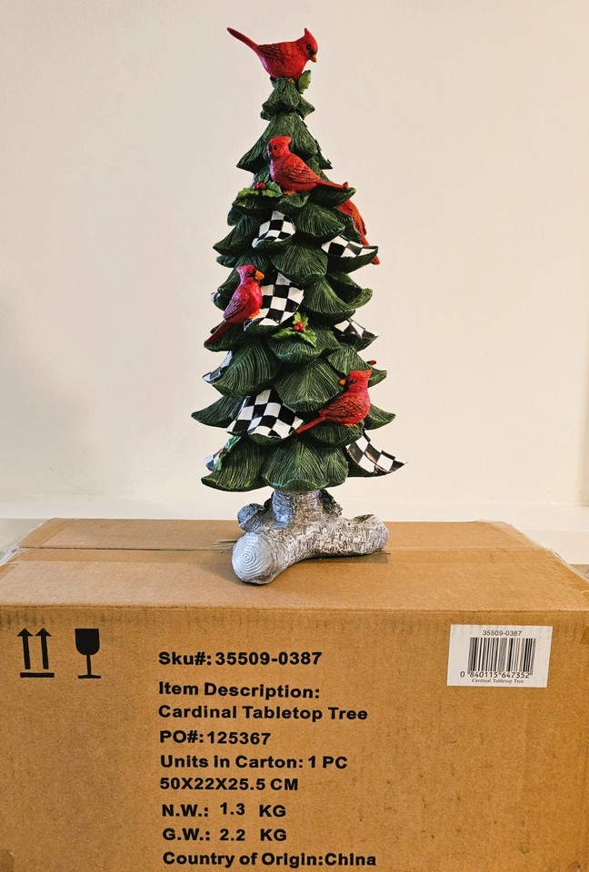 NEW MacKenzie Childs 18" CARDINAL TABLETOP TREE Hand-Painted Boughs ...