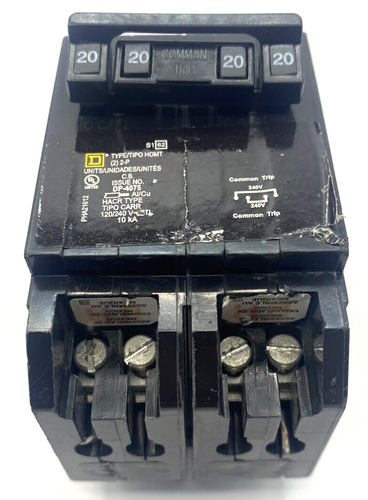 Homeline HOMT220220 Quad Two 2 Pole 20 Amp 120 240V AC Plug In Square D ...