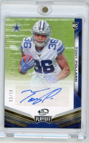 Tony Pollard 2019 Panini Playoff 4th Down Autograph Gold Auto /10 #236 ...