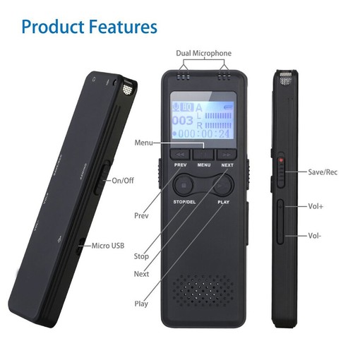 Mini Voice Activated Recorder Digital Sound LCD Audio MP3 Player ...