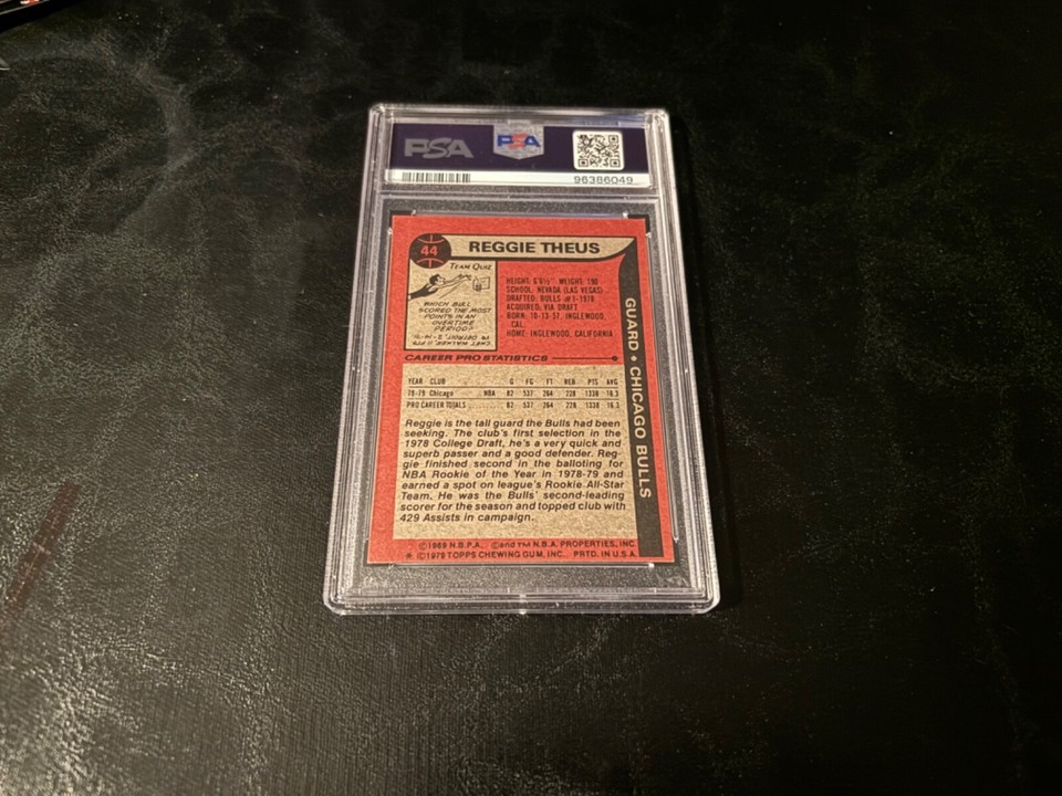 PSA REGGIE THEUS BULLS 1979 TOPPS ROOKIE RC #44 SHARP! CLEAN! CENTERED ...