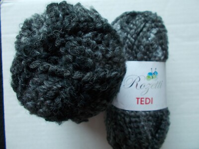 Rozetti Tedi bulky wool blend boucle yarn, gray tones, lot of 2 (82 yds ...