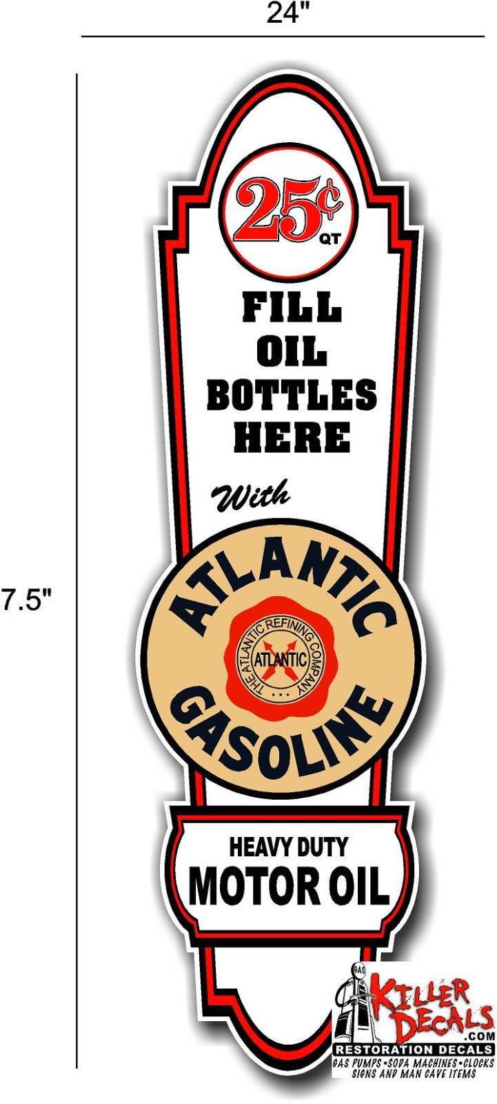 (ATLA-LUBE-1) 24" ATLANTIC LUBSTER LUBESTER GASOLINE GAS PUMP OIL TANK ...