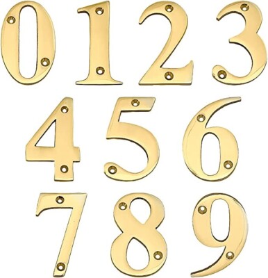 Handmade Polished Brass Street Address Numbers Plaques For Residence ...