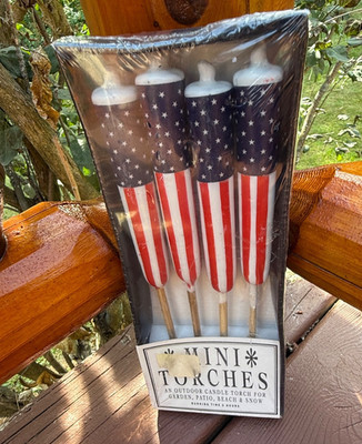 Concepts 4 MINI TORCHES OUTDOOR Candle Torch USA Flag Themed 4 pk NEW ...