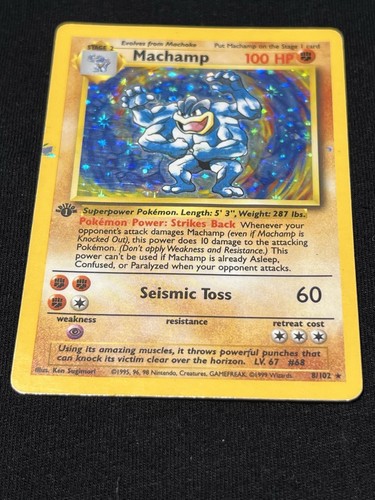 Pokémon Card Machamp 8/102 Holo Rare 1st Edition Base Set - DAMAGED ...