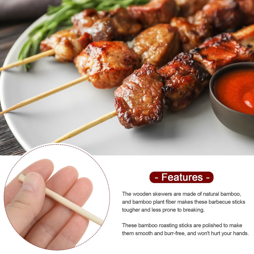 100pcs Bamboo Skewers Sticks 16 Inch 4mm Dia Natural Wooden Cocktail ...
