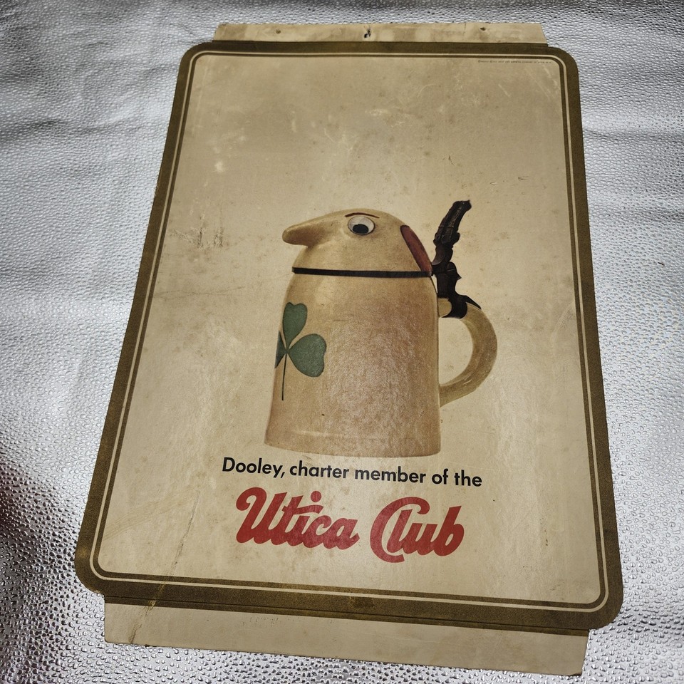 19" Vintage Utica Club bar Beer Sign SCHULTZ DOOLEY poster stand | eBay