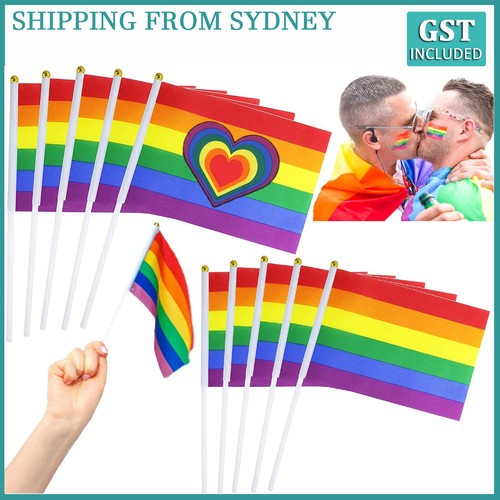20x Small Lesbian Hand Waving Flags Rainbow Flag Mini Gay LGBT Pride 14 ...