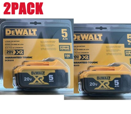 2-Pack Dewalt DCB205 20 Volt MAX XR 5.0 A Compact Power Tool Battery ...