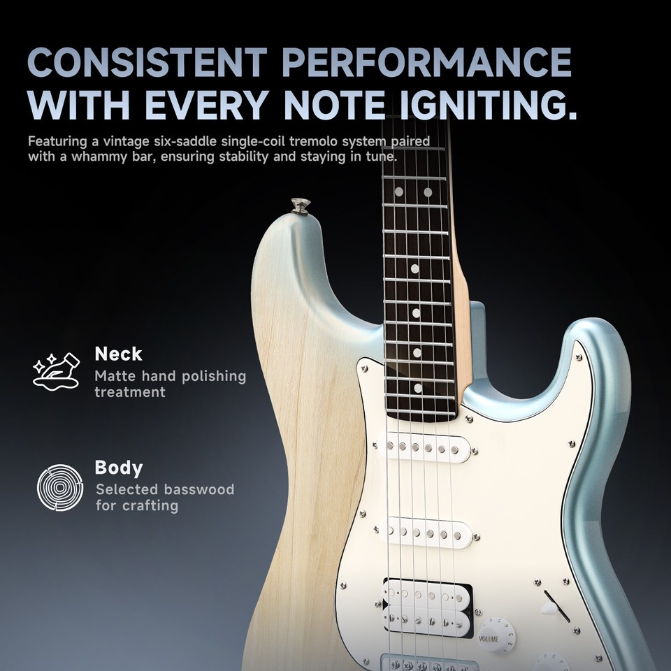 Donner Q1 Electric Guitar With Gig Bag Tremolo Bar H-S-S Pickups ...