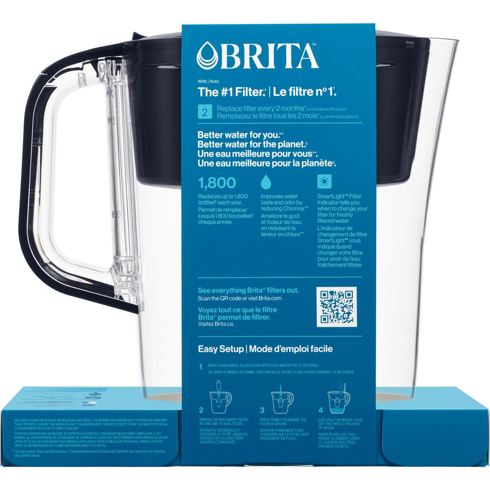 Brita Small 6 Cup Denali Water Filter Pitcher with 1 Standard Filter ...