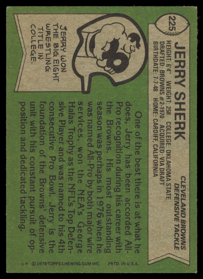 1978 Topps #225 Jerry Sherk Cleveland Browns | eBay