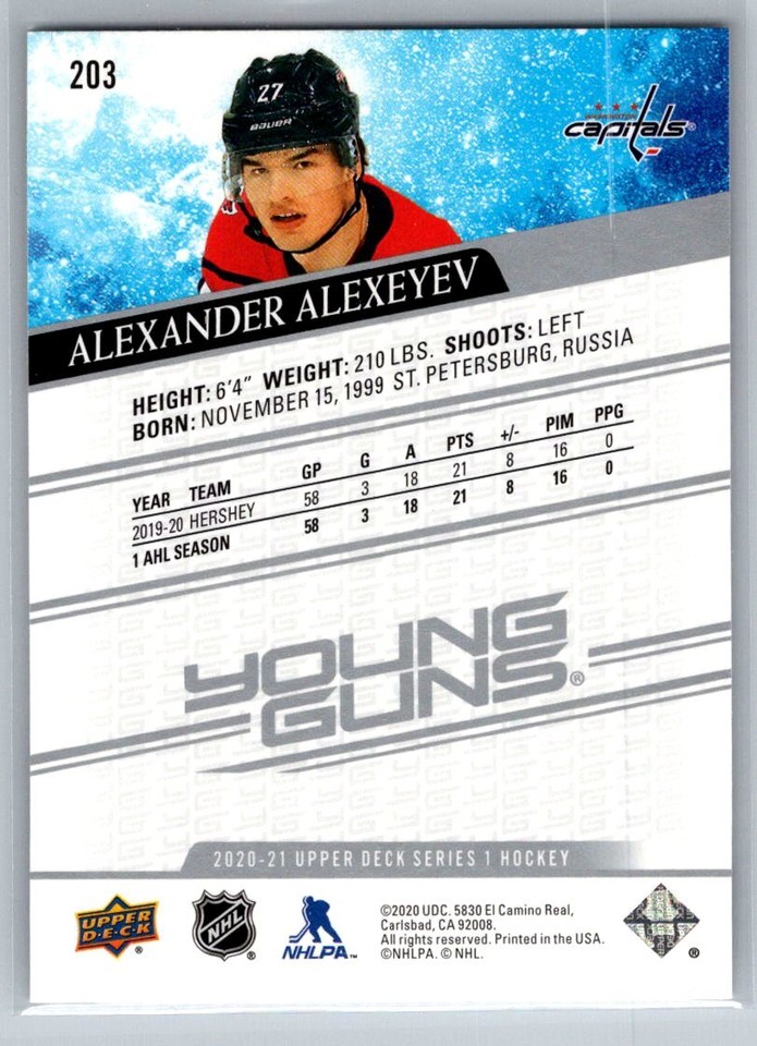 2020 Upper Deck #203 Alexander Alexeyev Young Guns (A) | eBay
