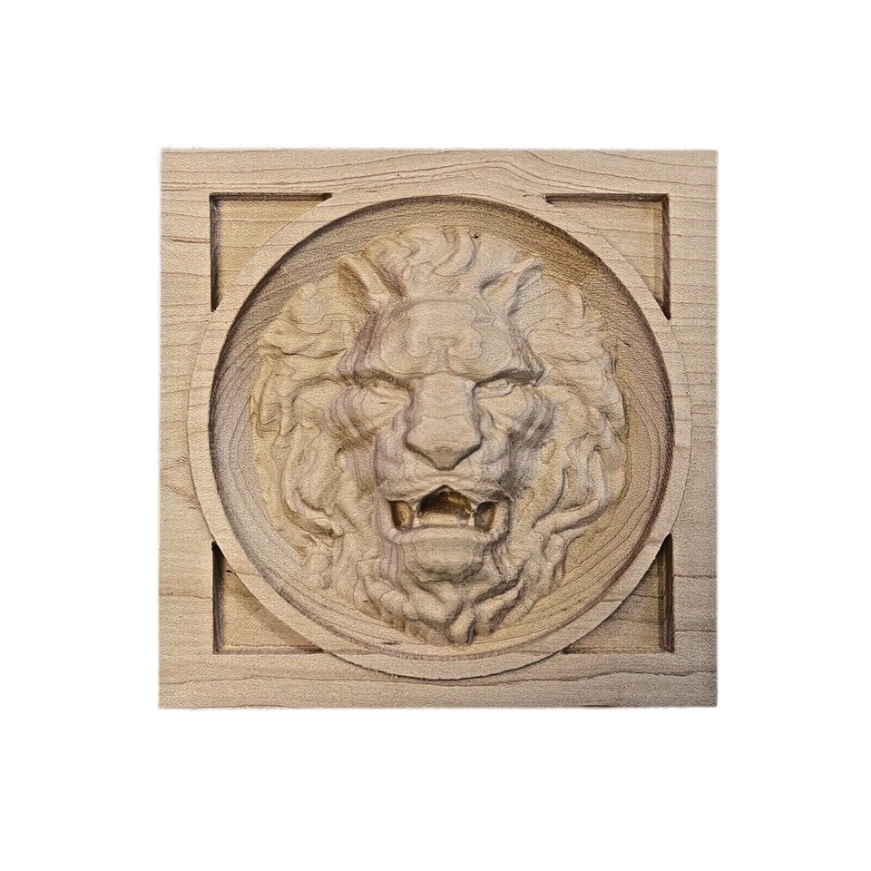Lion Head Solid Hardwood Square Rosette / Casing Blocks | eBay