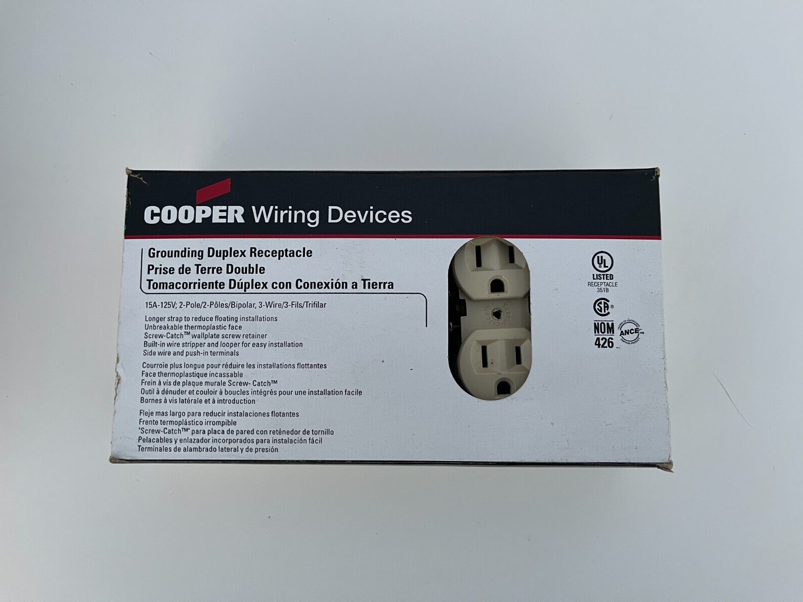 Cooper Box of 10 grounding duplex receptacle #270V Ivory 15 amp, 120 ...
