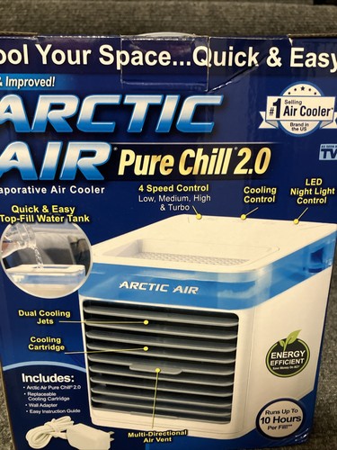 Arctic Air Pure Chill 2.0 Evaporative Air Cooler Fan Quiet Portable NEW ...
