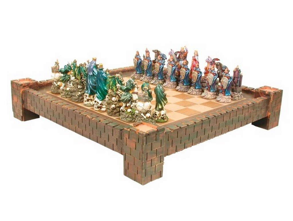 17" Castle Fortress Medieval Chess Board 1.5" Playing Square Chessboard ...