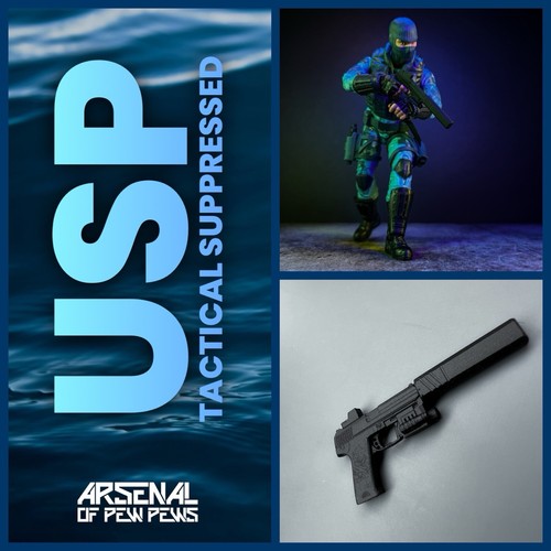 USP Tactical Suppressed [x1] 1:12 Scale 3D Printed Action Figure Weapon ...