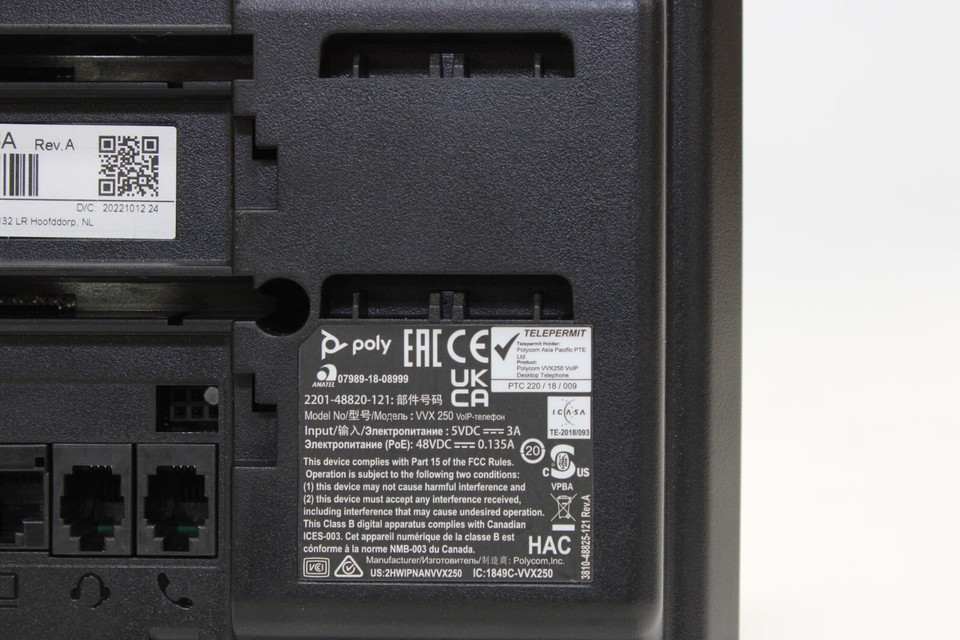 Polycom Poly VVX 250 4-Line 2.8" Color Display VoIP IP Business Desktop ...