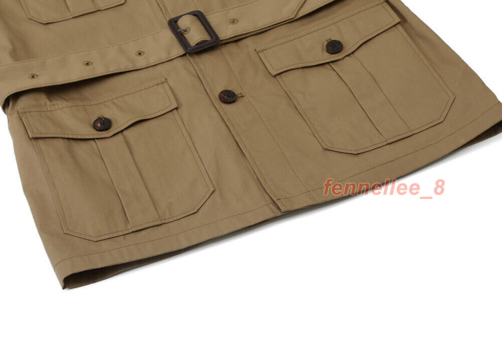 Safari Jacket Men's Four Pockets Hunting Jacket Vintage Casual Work ...